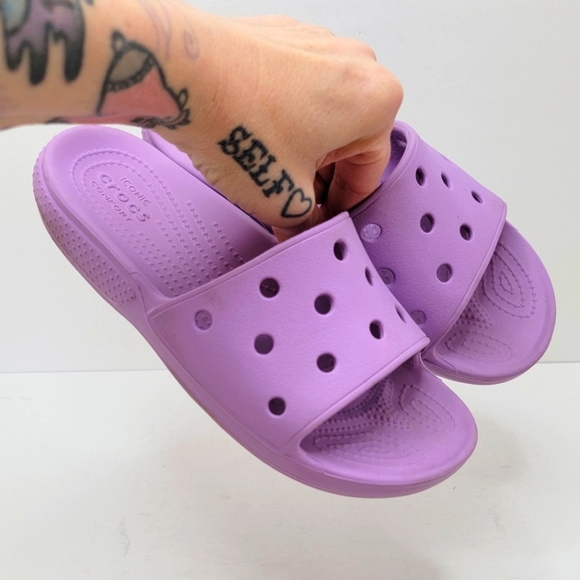 CROCS | Shoes | Crocs Classic Orchid Pastel Purple Slipon Slide Sandals ...